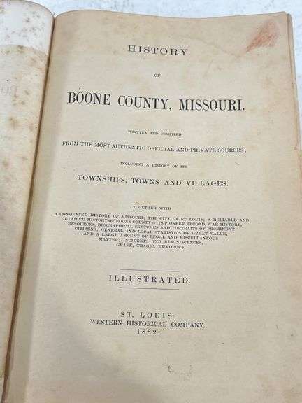 Book: 1882 History of Boone County - Black And Gold Auctions