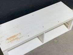 Long White Wooden Bench with Storage Areas - Black And Gold Auctions