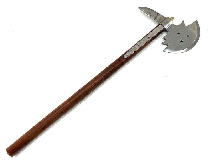 Handmade Medieval Warrior Viking Pole Axe - Black And Gold Auctions
