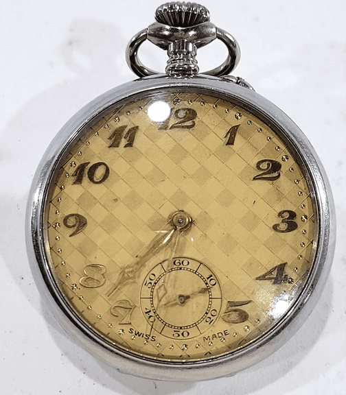 1944 Swiss Made Pocket Watch - Black And Gold Auctions