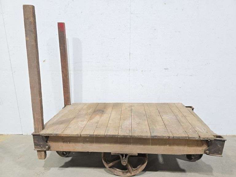Antique Howe Industrial Factory Platform Cart - Black And Gold Auctions