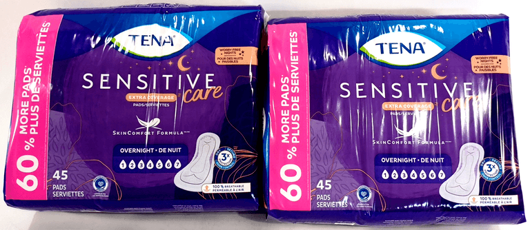 (2) Tena Sensitive Pads 45 Count. - Black And Gold Auctions