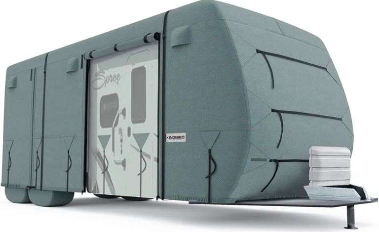 NEW Kingbird Travel Trailer RV Cover - Black And Gold Auctions