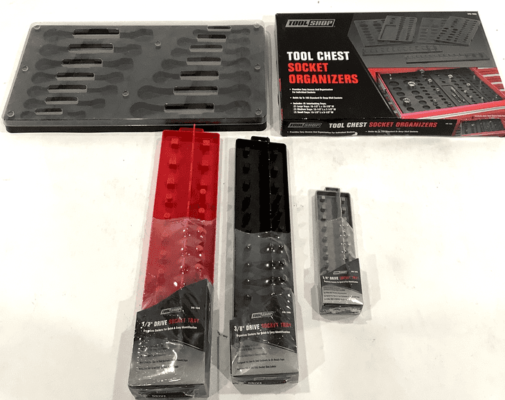 (5) Socket & Wrench Tool Box Organizers - Black And Gold Auctions