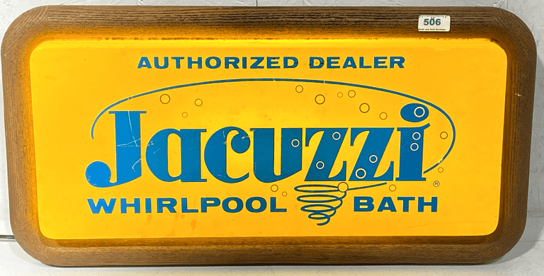 Lighted Jacuzzi Whirlpool Dealer Sign - Black And Gold Auctions