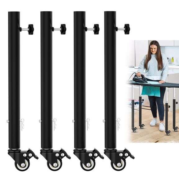 Table Leg Extensions w/ Casters / Wheels - Black And Gold Auctions