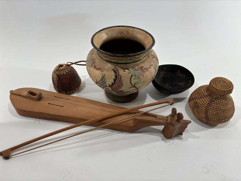 Pottery Bowl, Primitive Instrument, & More - Black And Gold Auctions
