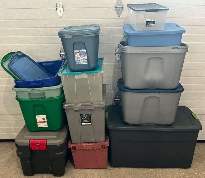 (16) Plastic Storage Containers / Rubbermaid Action Packer / Totes ...