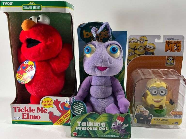 New Tickle Me Elmo / Talking A Bugs Life Princess Dot / Despicable Me 3 ...