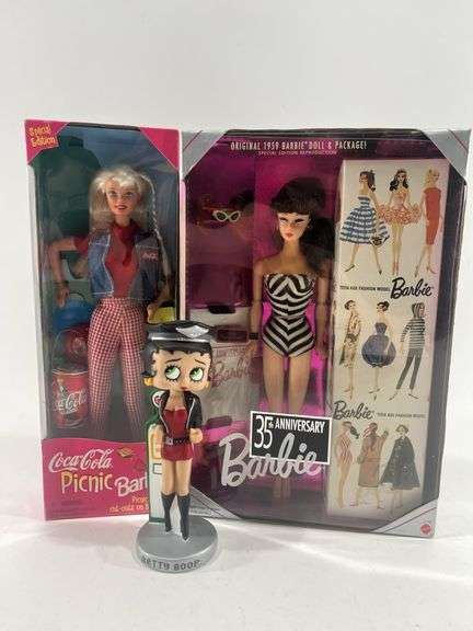 (2) NEW Mattel Barbies & Betty Boop Bobblehead - Black And Gold Auctions