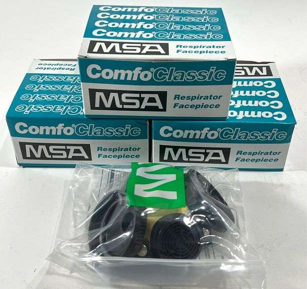 (3) New MSA 808061 Comfo Classic Half Mask Respirators - Black And Gold ...