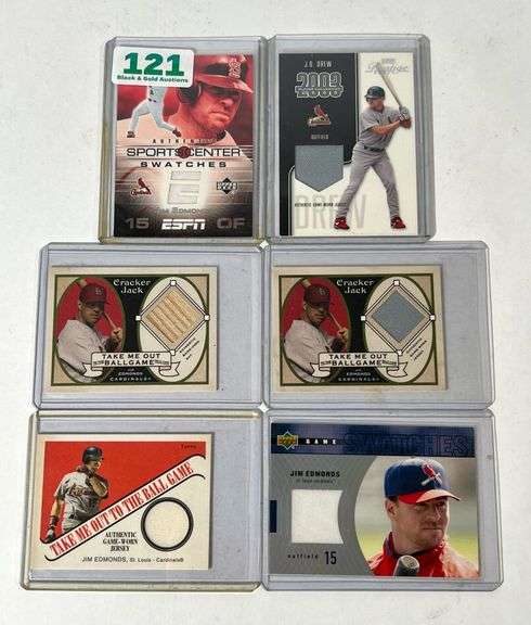 (6) Jim Edmonds St Louis Cardinals Relic Swatch Baseball Cards - Black ...
