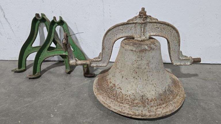 1885 Upright No. 4 Cast Iron Bell & Stand - Black And Gold Auctions