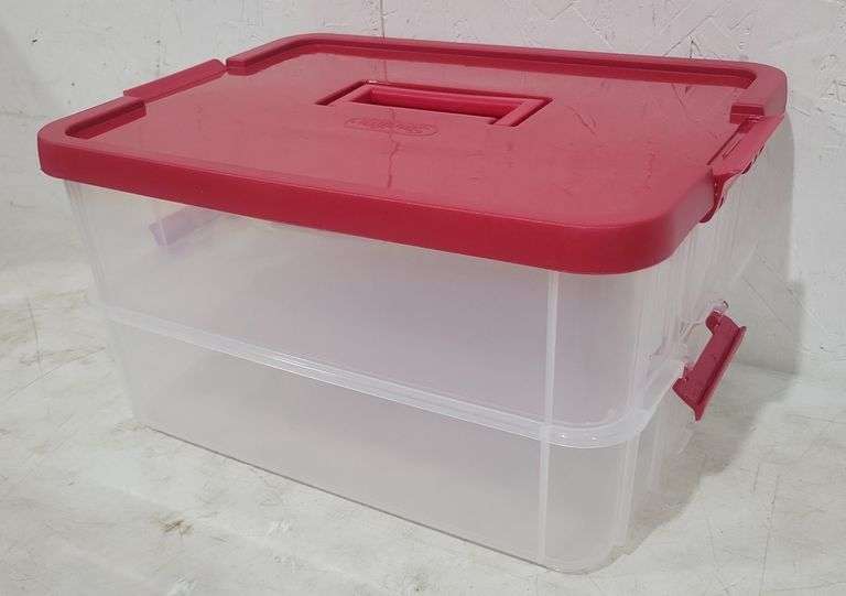 (2) Brightroom Stackable Ornament Bins - Black And Gold Auctions