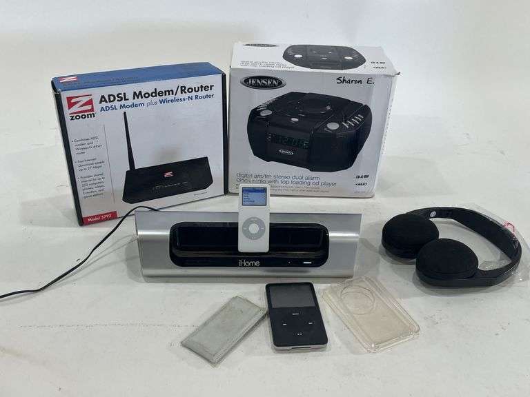 iPods, Charging Base, Headphones, Radio/CD Player, & Wireless Router ...