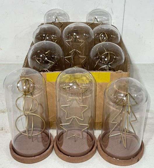 (10) New Christmas Display Domes - Black And Gold Auctions