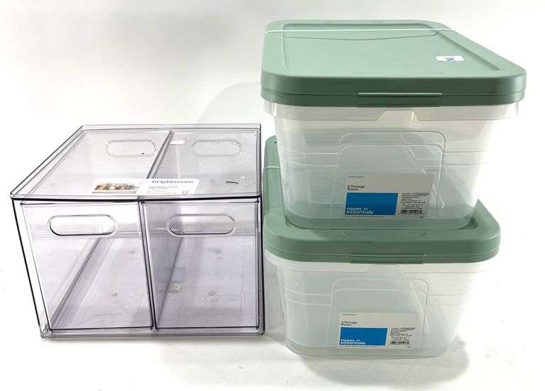 (4) New Room Essentials Storage Boxes & Brightroom Stackable 2-Drawer ...