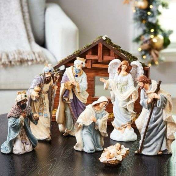 New Member's Mark Nativity Set & Jingle Bell Decor - Black And Gold ...