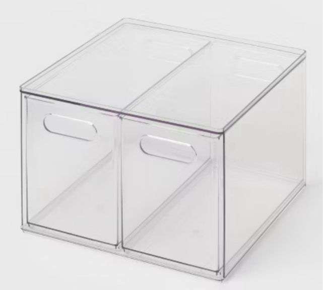 (2) Brightroom Stackable 2 Drawer Slide Out Bins - Black And Gold Auctions