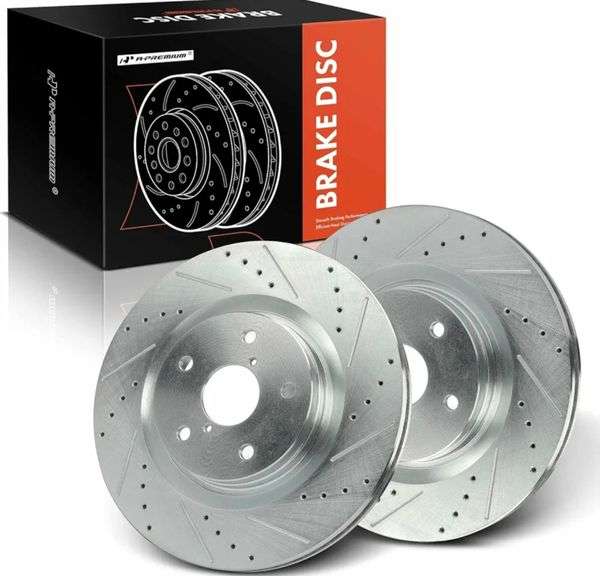 NEW A-Premium Subaru Forester & WRX Front Brake Rotors - Black And Gold ...