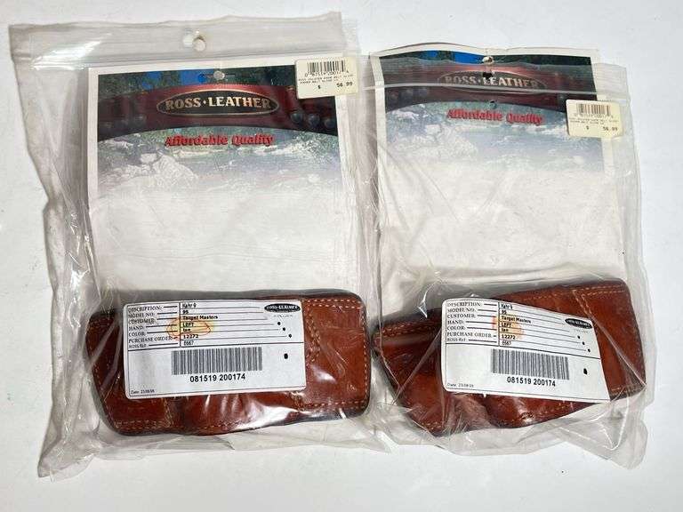 (2) New Ross Leather Left Hand Holster Kahr Belt Slide - Black And Gold ...