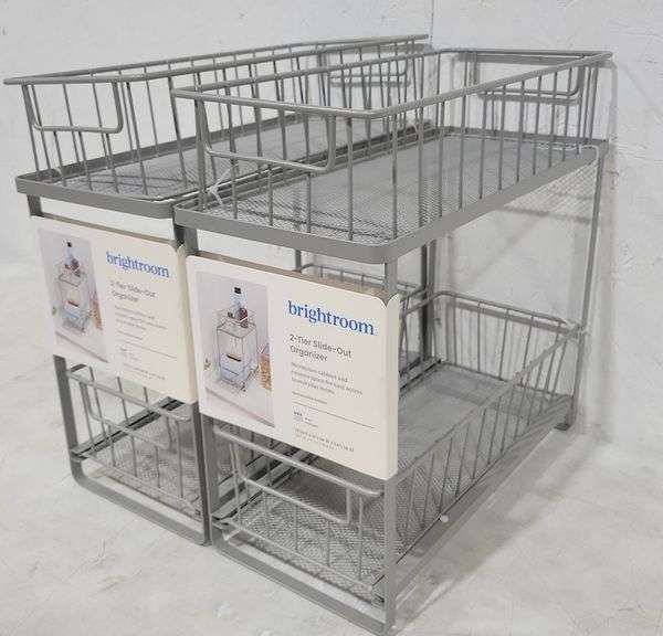 (2) Brightroom 2-Tier Slide-Out Organizer - Black And Gold Auctions