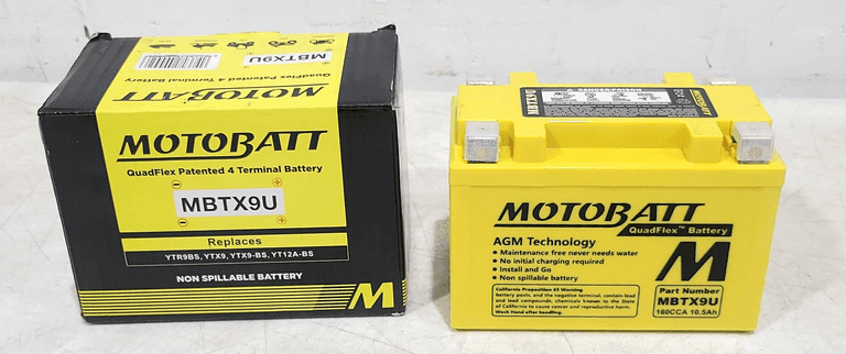 MotoBatt QuadFlex Patented 4 Terminal Battery - Black And Gold Auctions