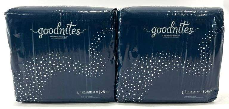 (50) New GOODNITES Nighttime Youth Underwear - Size Large - Black And ...