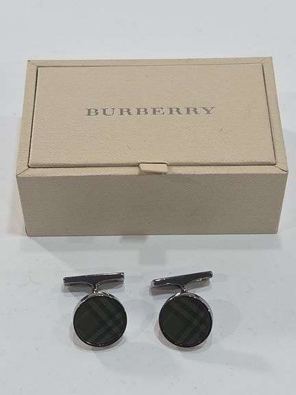 Burberry Cuff Links w Box - Black And Gold Auctions