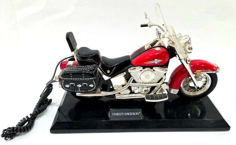 Harley Davidson Retro Push Button Telephone - Black And Gold Auctions