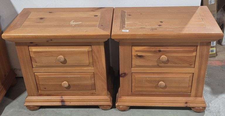 (2) Broyhill Fontana Night Stands - Black And Gold Auctions