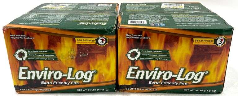 (2) New Sealed Boxes of Enviro-Log Fire Wood - Black And Gold Auctions
