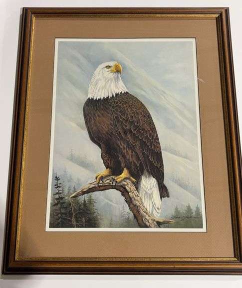 NRA Wildlife Gallery Bald Eagle Signed Print 22x18” - Black And Gold ...