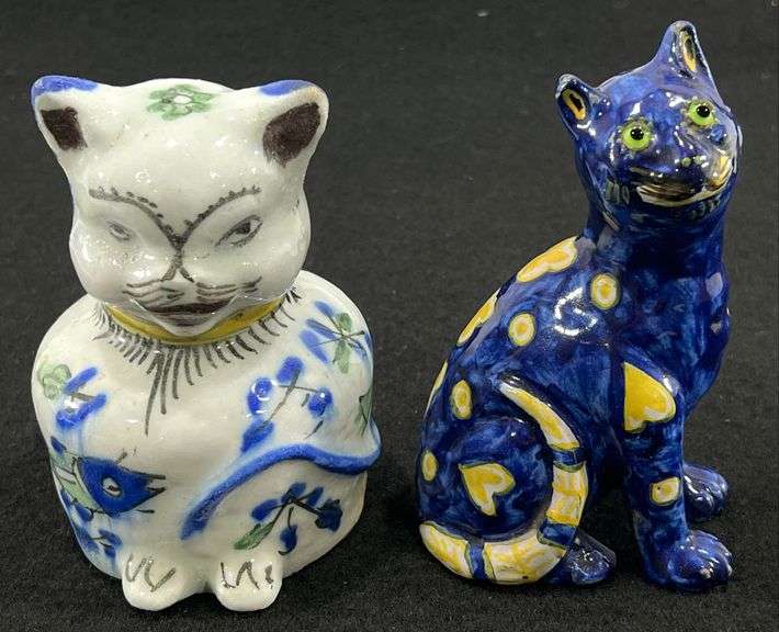 Antique Qajar Pottery Faience Cat & Other HandPainted Pottery Cat ...