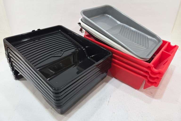 Collection of (13) New Paint Drip Trays - Black And Gold Auctions