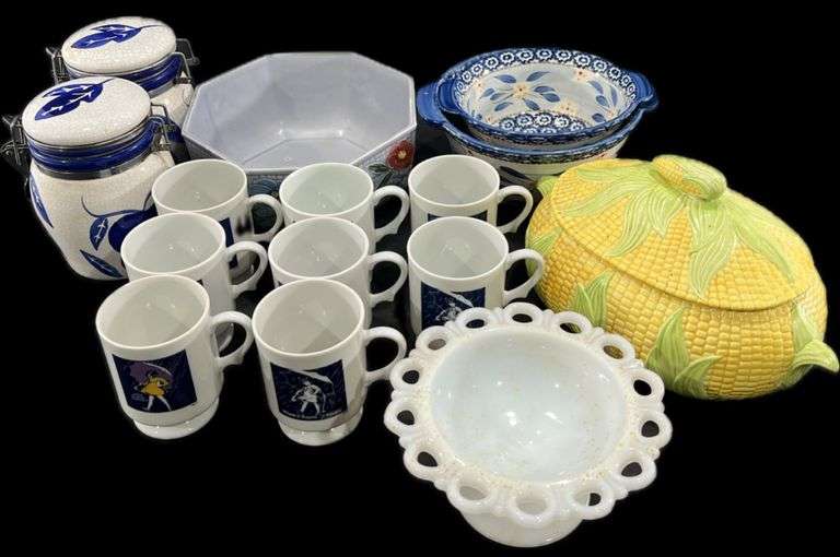Vintage Dishes - Morton Salt Cups / DESIGNPAC Canisters / Corn Dish ...