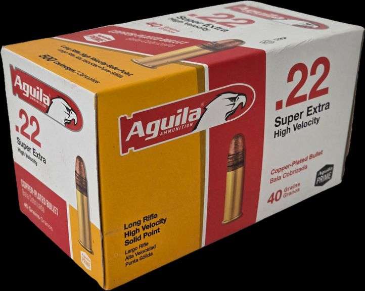 (500) Rds Aguila .22 Super Extra High Velocity 40 Gr Copper Plated ...