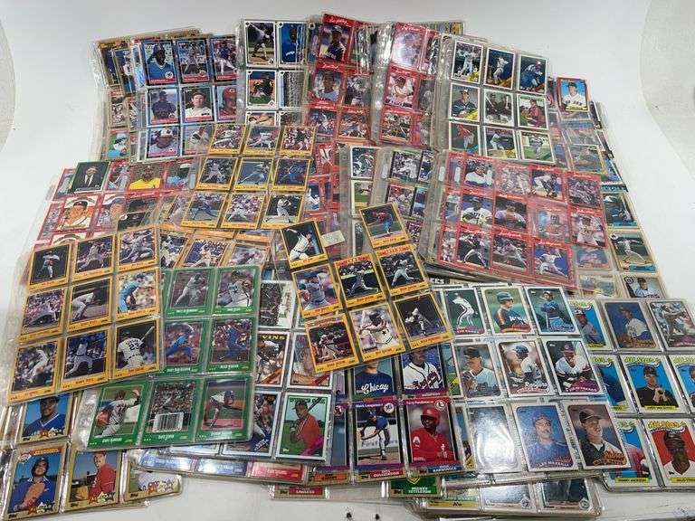 Large Stack of 80’s & 90’s Baseball Cards in Binder Sleeves - Black And ...