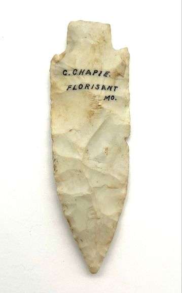 Native American "Etley" Projectile Point, 4 1/2" Long - Black And Gold ...