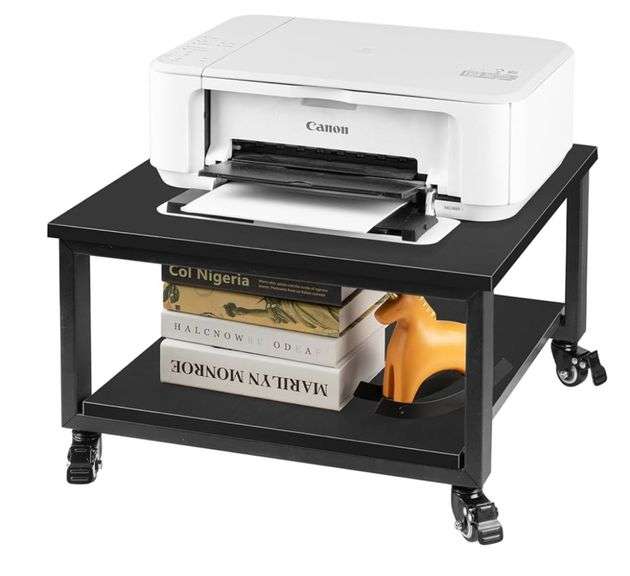 New CAKOKOW Black 2-Tier Under Desk Mobile Printer Stand - Black And ...