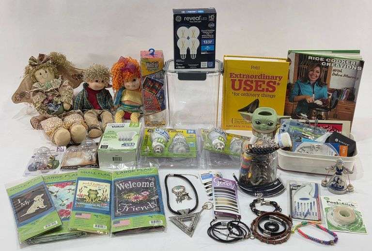 Collection of Light Bulbs, Hair Accessories, Costume Jewelry, Garden ...