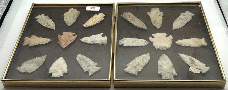 Native American Points, Archaic Blades, in Flat, Hinged Display Case ...