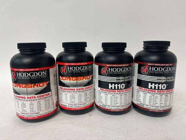 (4) Jars Hodgdon Smokeless Reloading Powder - Black And Gold Auctions