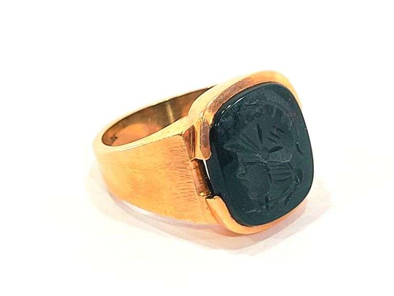 7 grams Resco 10K Gold Cameo Roman Warrior Ring Sz 9 - Black And Gold ...
