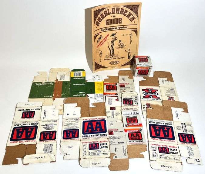 DuPont Hand-loaders Guide & VTG Shot Shell Boxes - Black And Gold Auctions
