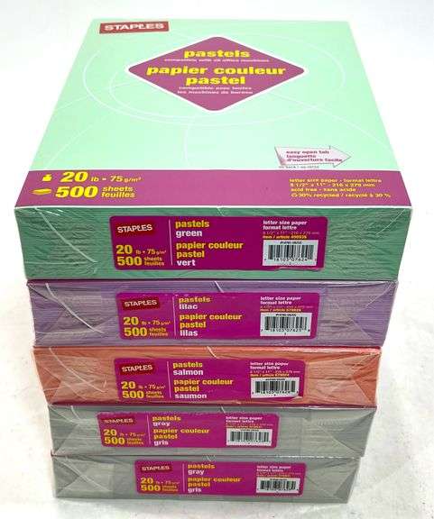 (2500) New STAPES Pastel Color Letter Size Paper - Black And Gold Auctions