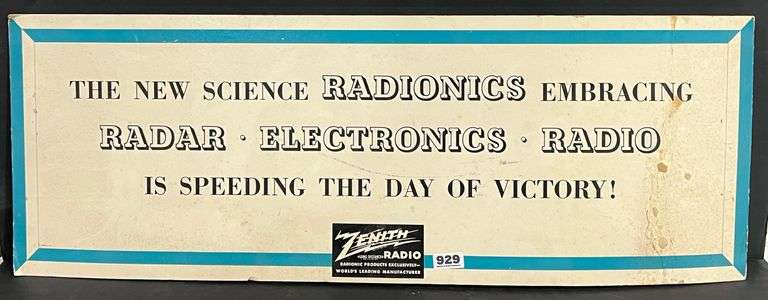 Vintage Zenith Radio Stand Up Advertising Sign - Black And Gold Auctions