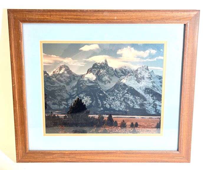 Framed Mountain Landscape Wall Decor - Black And Gold Auctions