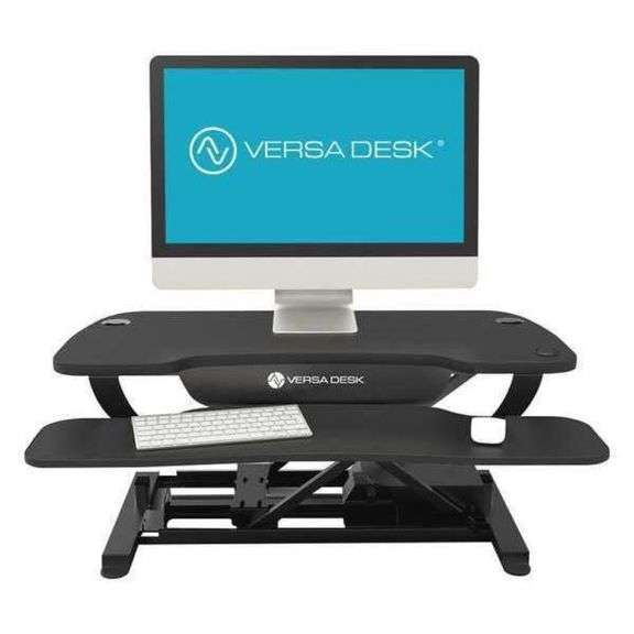VERSA DESK Adjustable Desktop Riser, 48" X Up to 20", Wood Top, Black ...