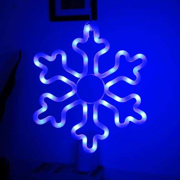 (3) New Blue LED Snowflake Lights - 23” x 20” - Black And Gold Auctions